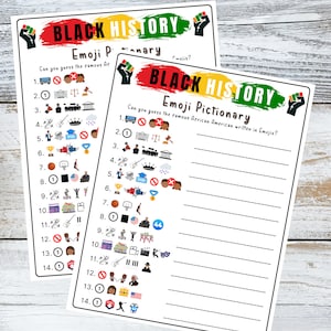 Black History Emoji Pictionary Game: Fun Educational Quiz (printable ...
