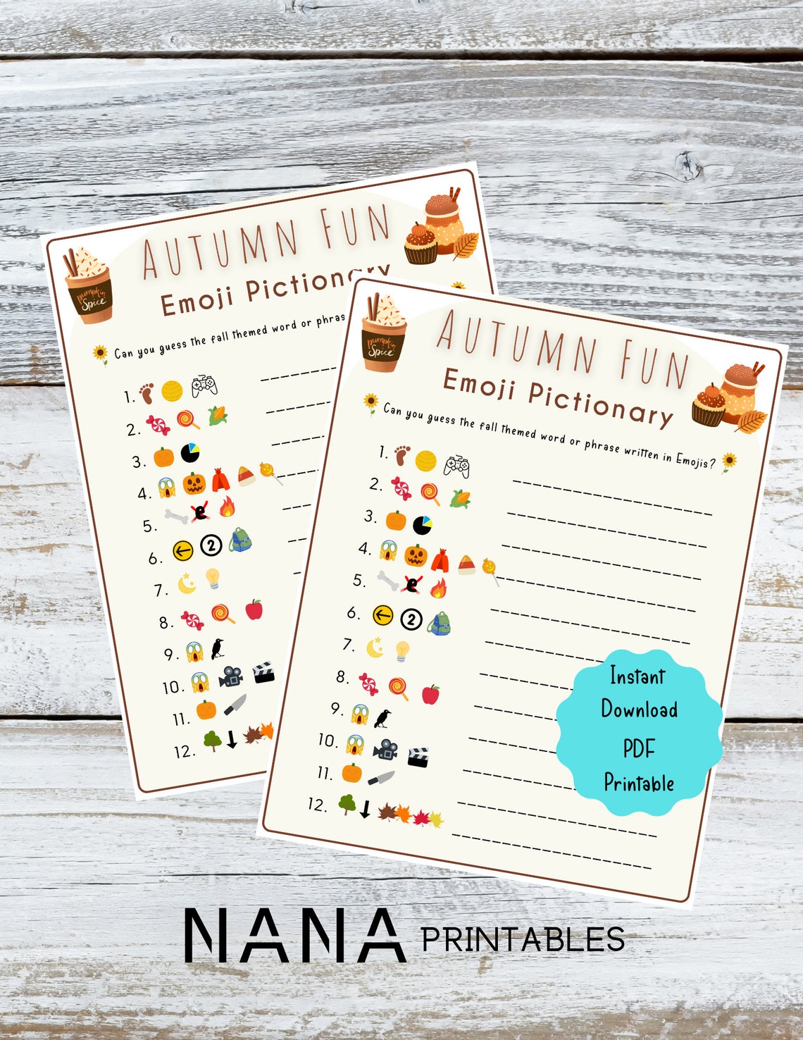 Autumn Fun Emoji Game Fall Emoji Pictionary Quiz Fall Fun - Etsy