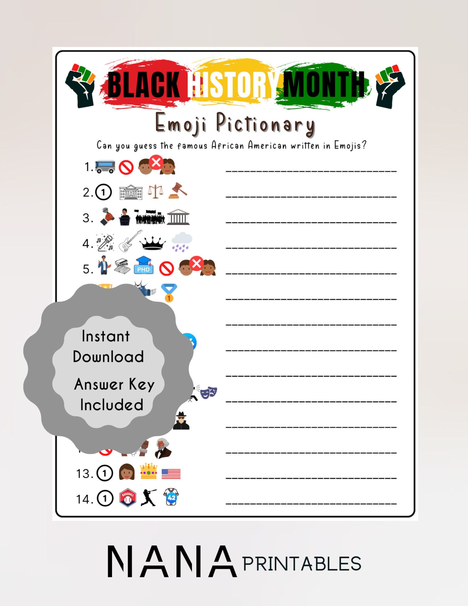8 in 1 Black History Month Game Bundle, Fun Educational Game Kids ...
