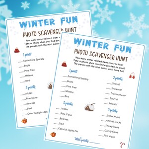 Fun Winter Photo Scavenger Hunt Game Printable Winter Themed Activity ...