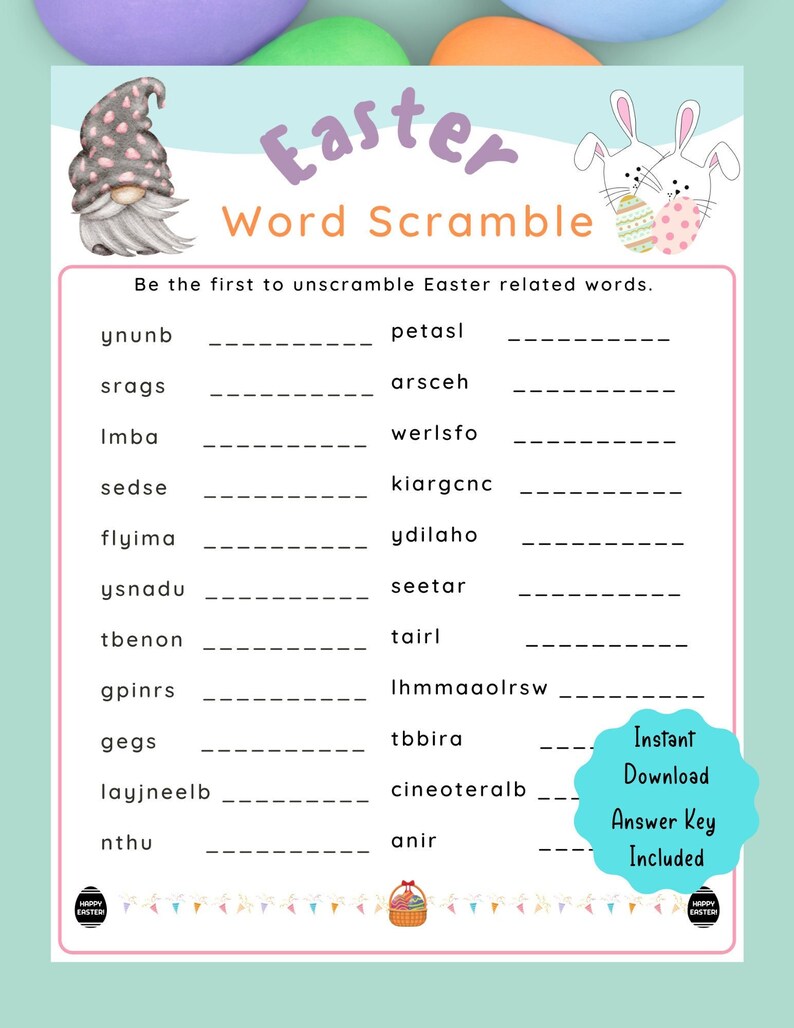 Easter Word Scramble Game | Easter Printable Game for Kids & Adults ...