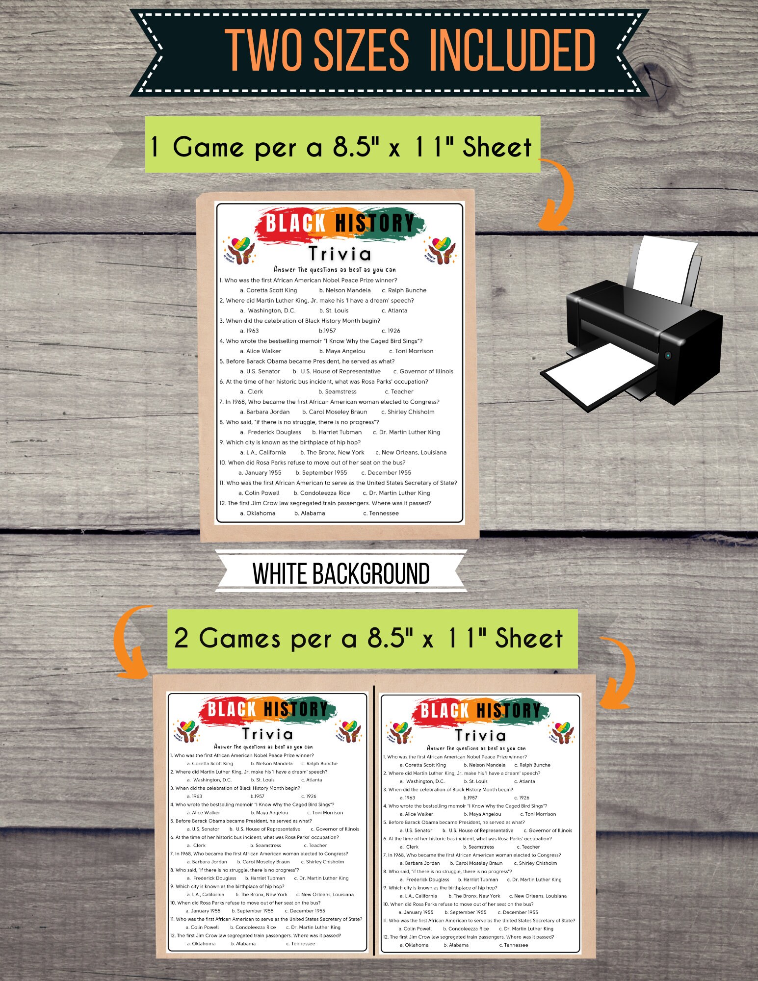 Black History Month Trivia Game: Fun School Quiz (printable PDF) - Etsy