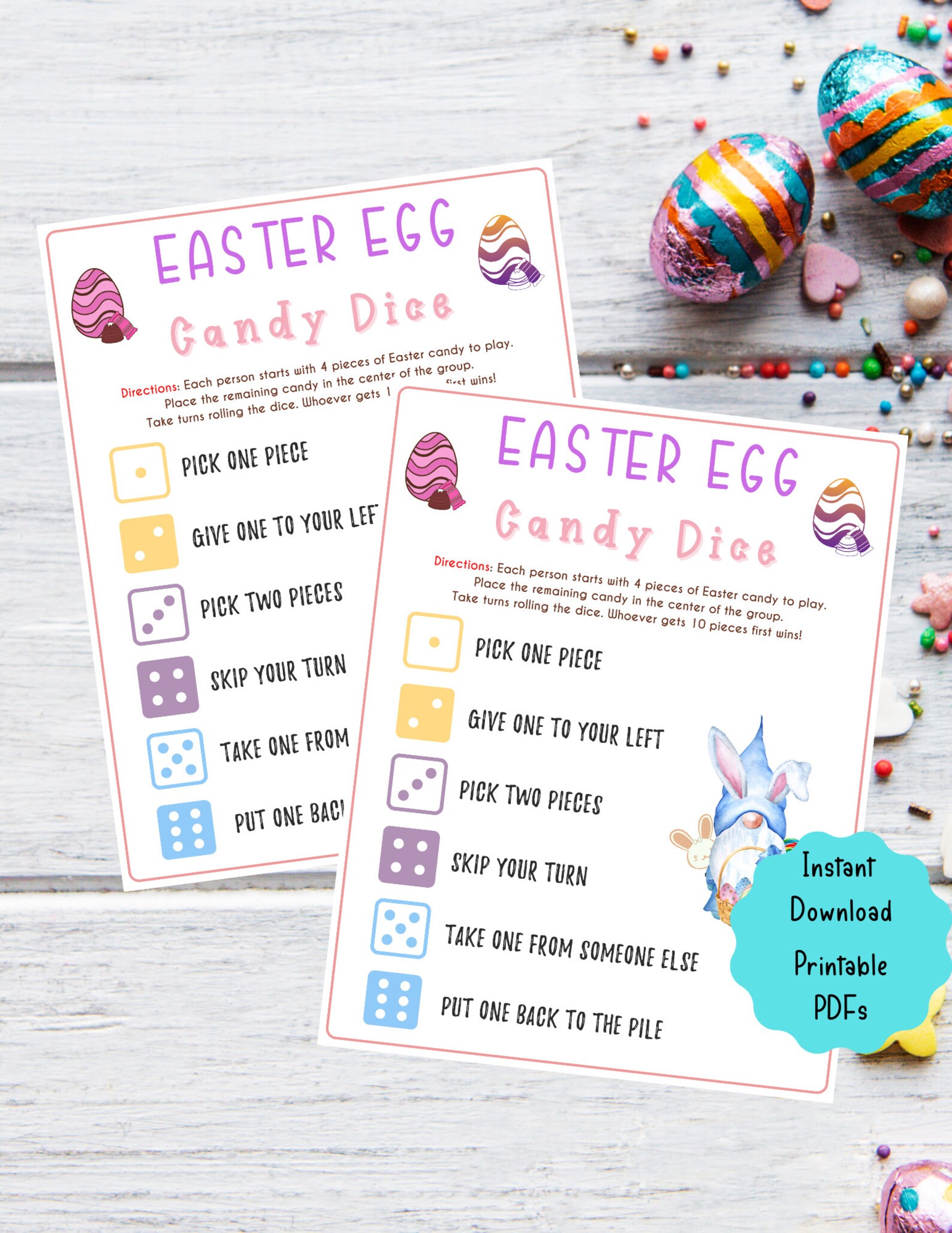 Easter Egg Candy Dice Game Easter Printable Game for Kids & Adults ...