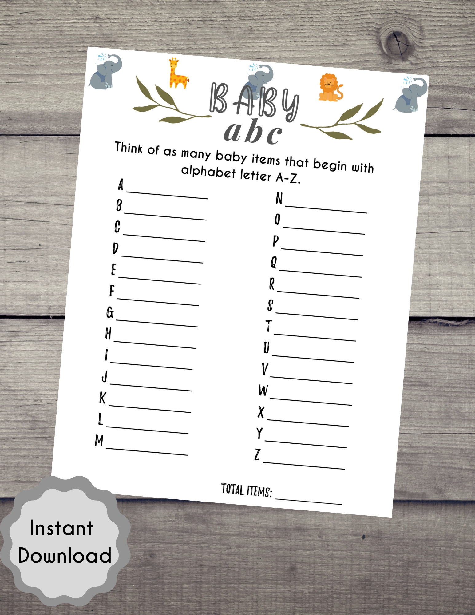 Baby Shower Baby Abc & Bingo Games Printable Baby Shower | Etsy
