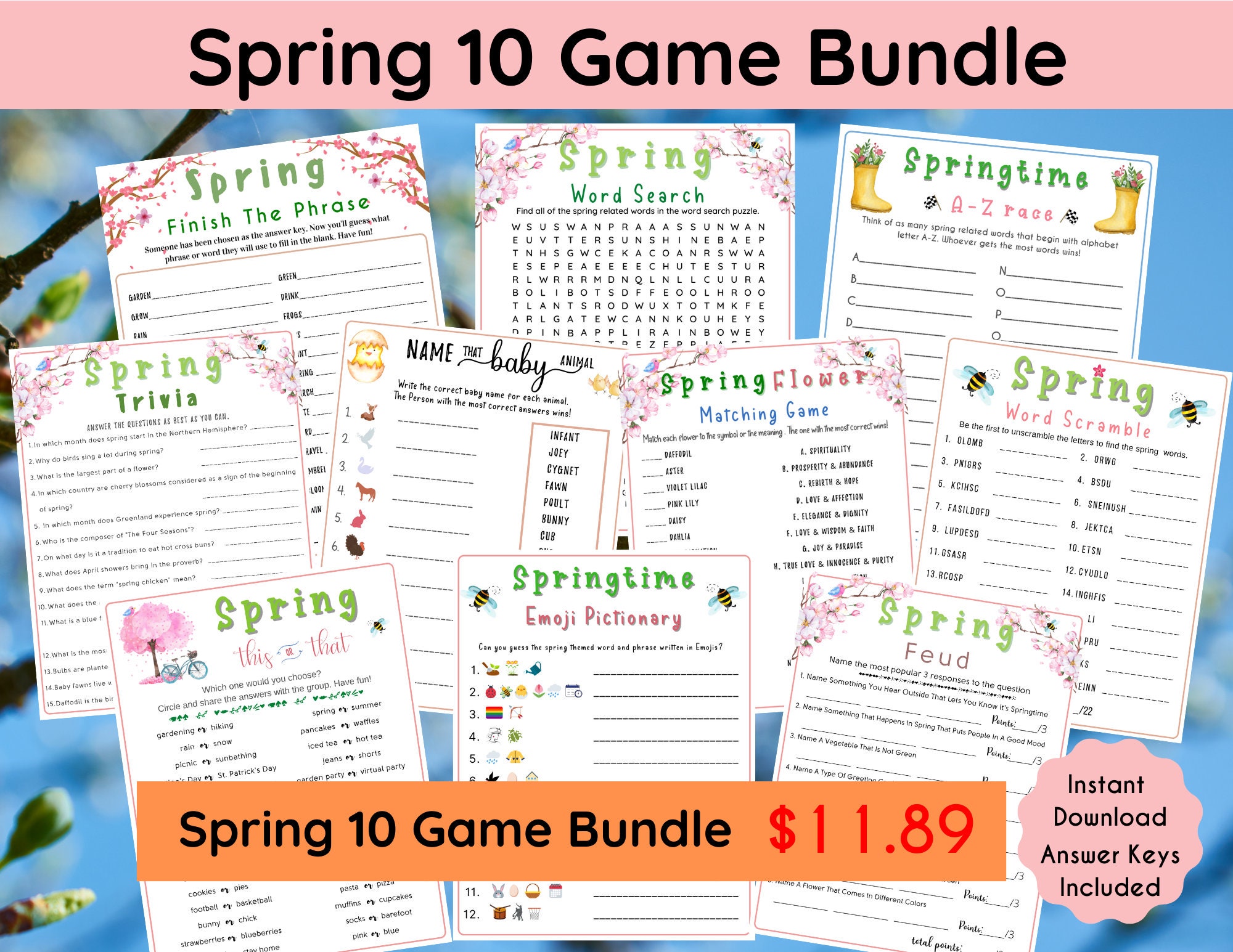 Spring Word Scramble Printable Game Fun Spring Party Games - Etsy