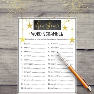 New Years Word Scramble Game Printable, New Year's Eve Game, New Year ...