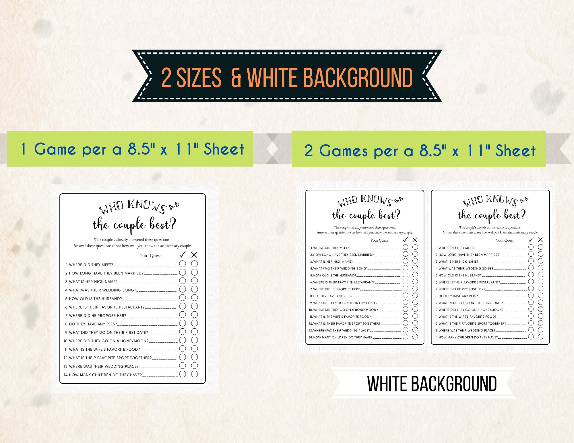 1992 32nd Anniversary Games Bundle Printable 1992 Anniversary Couple ...