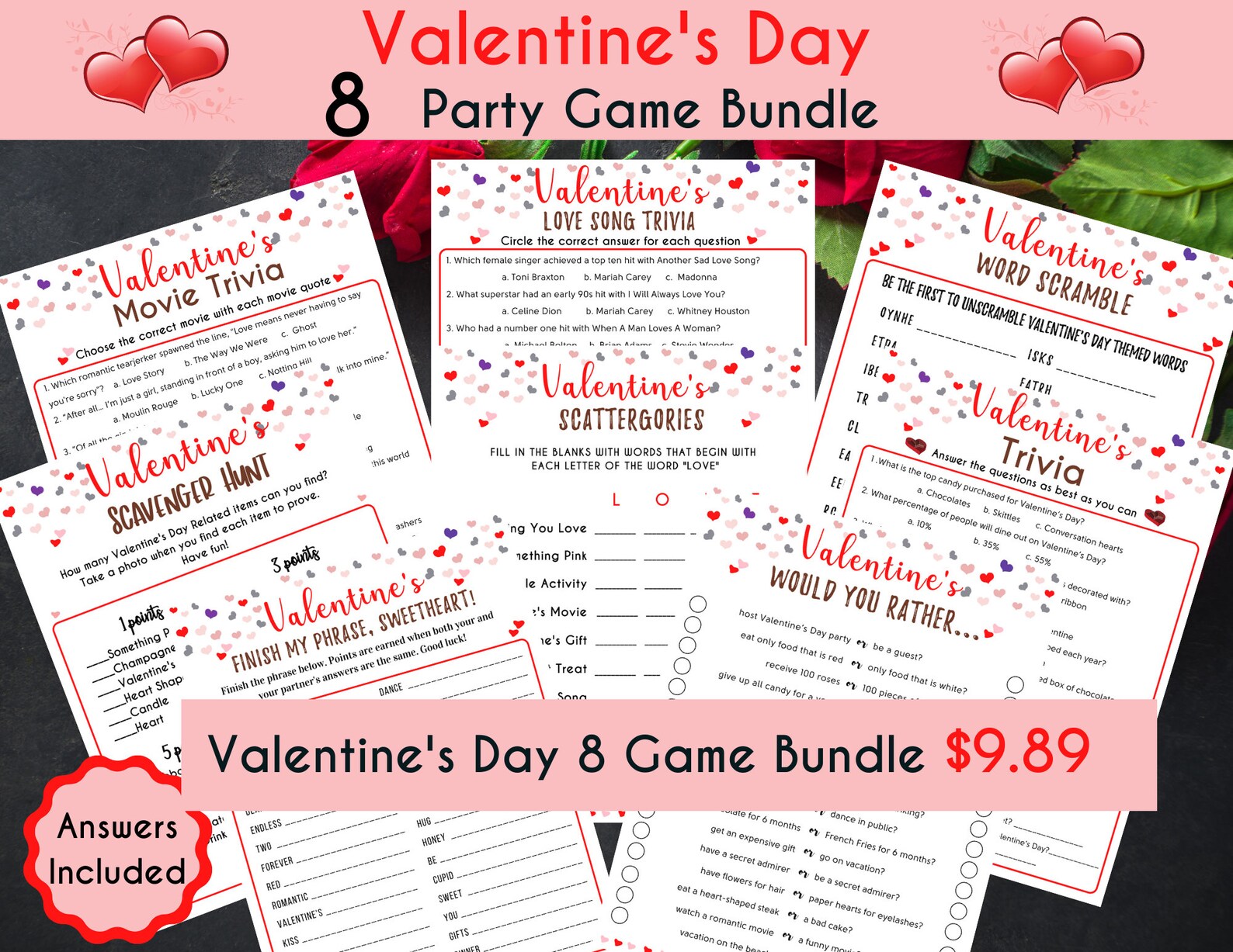 Valentine's Day Feud Game Fun Valentine's Day Feud Activity Valentines ...