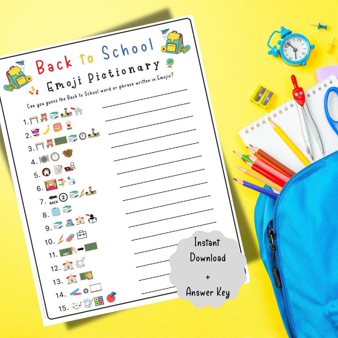 Back to School Emoji Game: Printable Icebreaker Quiz (PDF Download ...