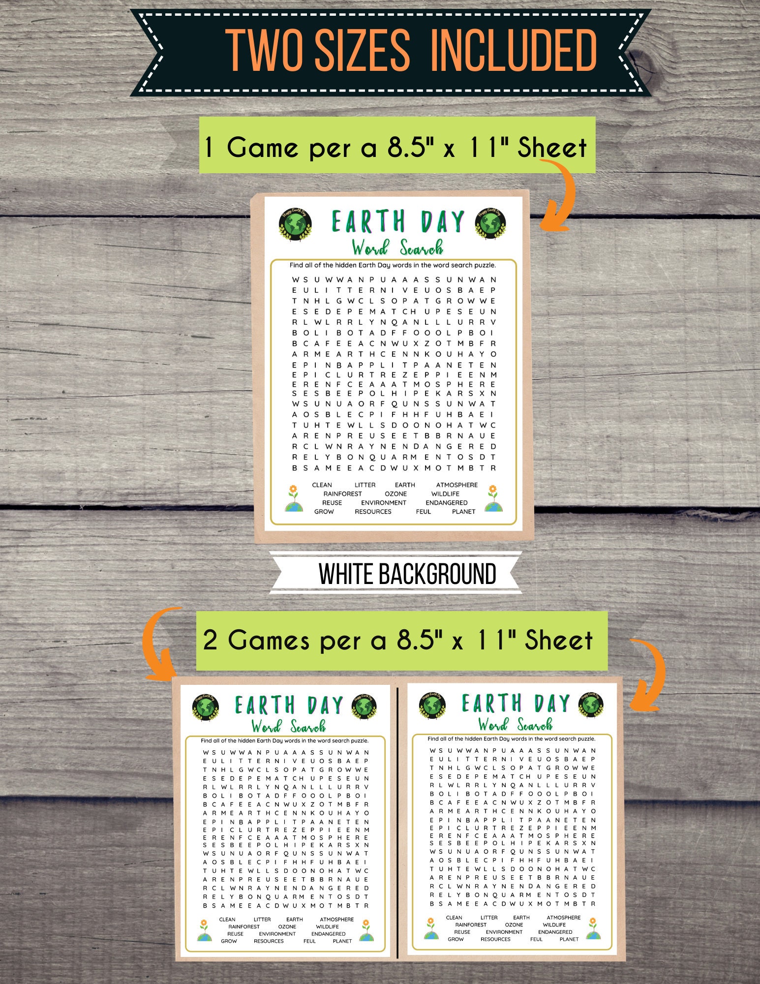 Earth Day Word Search Game Earth Day Game for Kids & Adults - Etsy