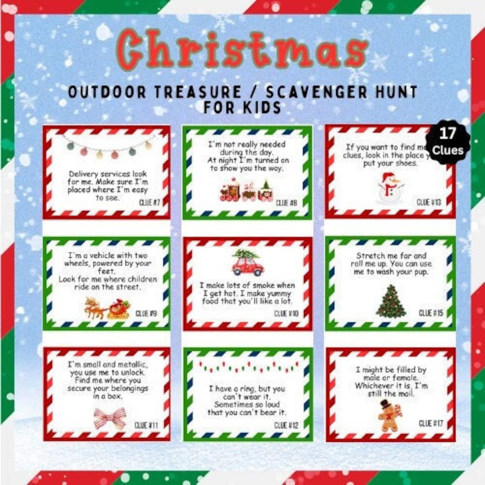 Outdoor Christmas Scavenger Hunt for Kids | Christmas Treasure Hunt ...