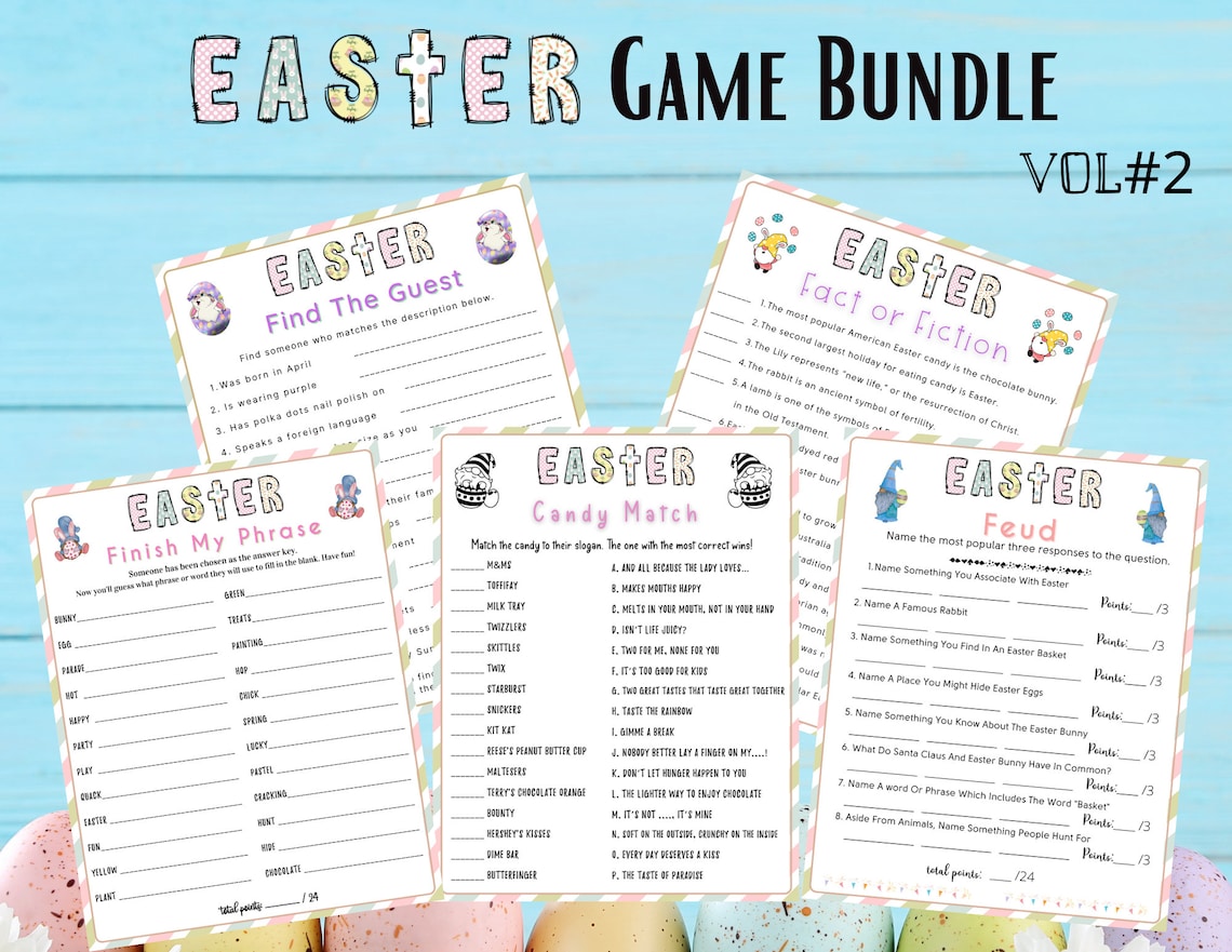 12 Easter Game Bundle Printableeaster Game for Kids, Teens & Adults ...
