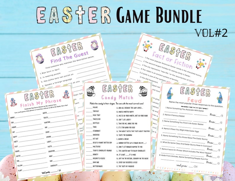 12 Easter Game Bundle Printableeaster Game for Kids, Teens & Adults ...
