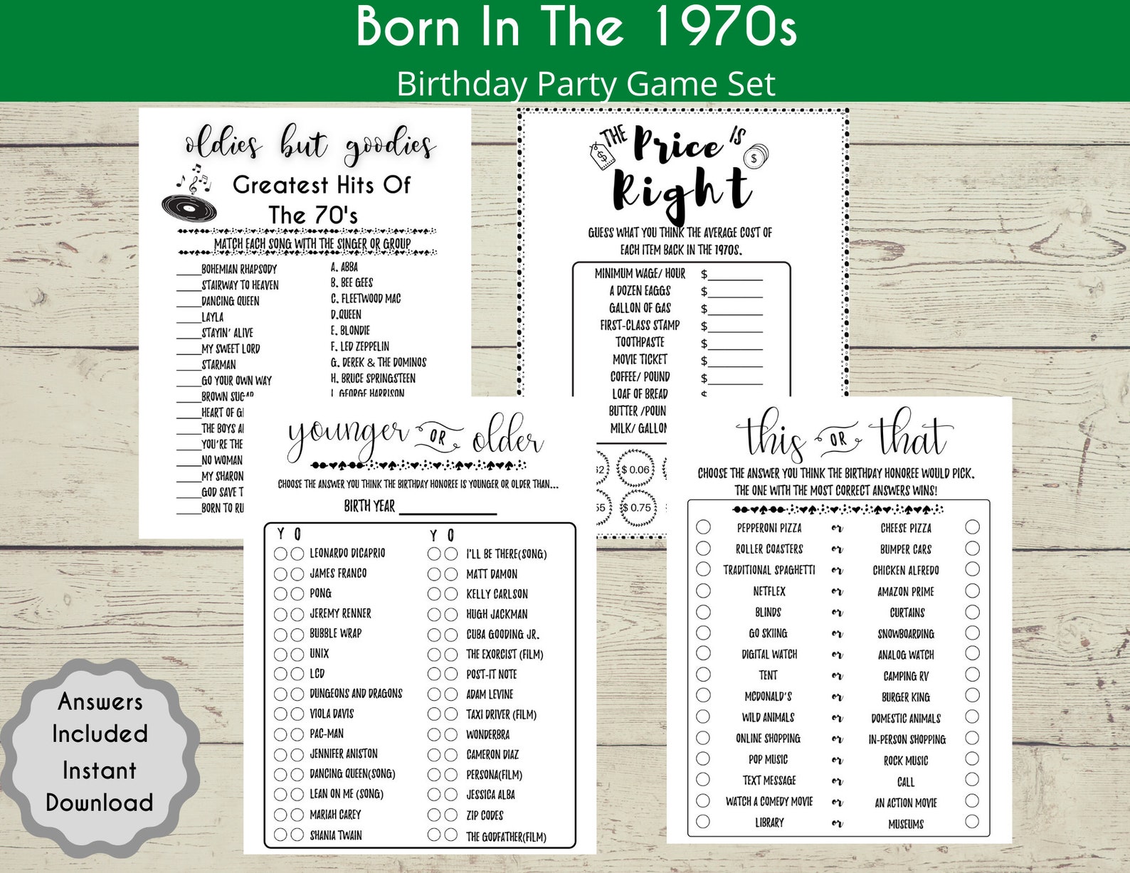 1970'S 4 in 1 Party Games 1970s Birthday Party Games - Etsy