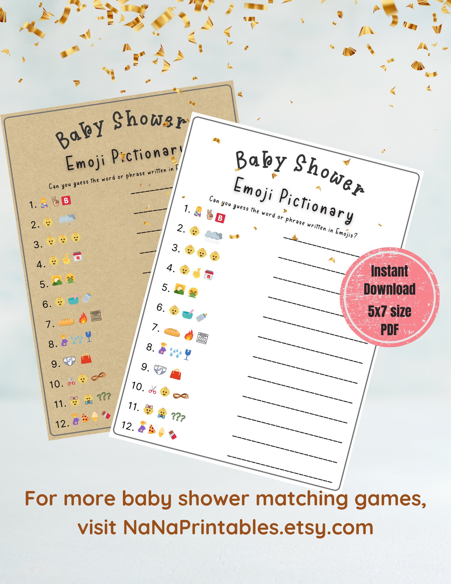 Baby Shower Emoji Pictionary Game Baby Shower Game Printable Baby ...