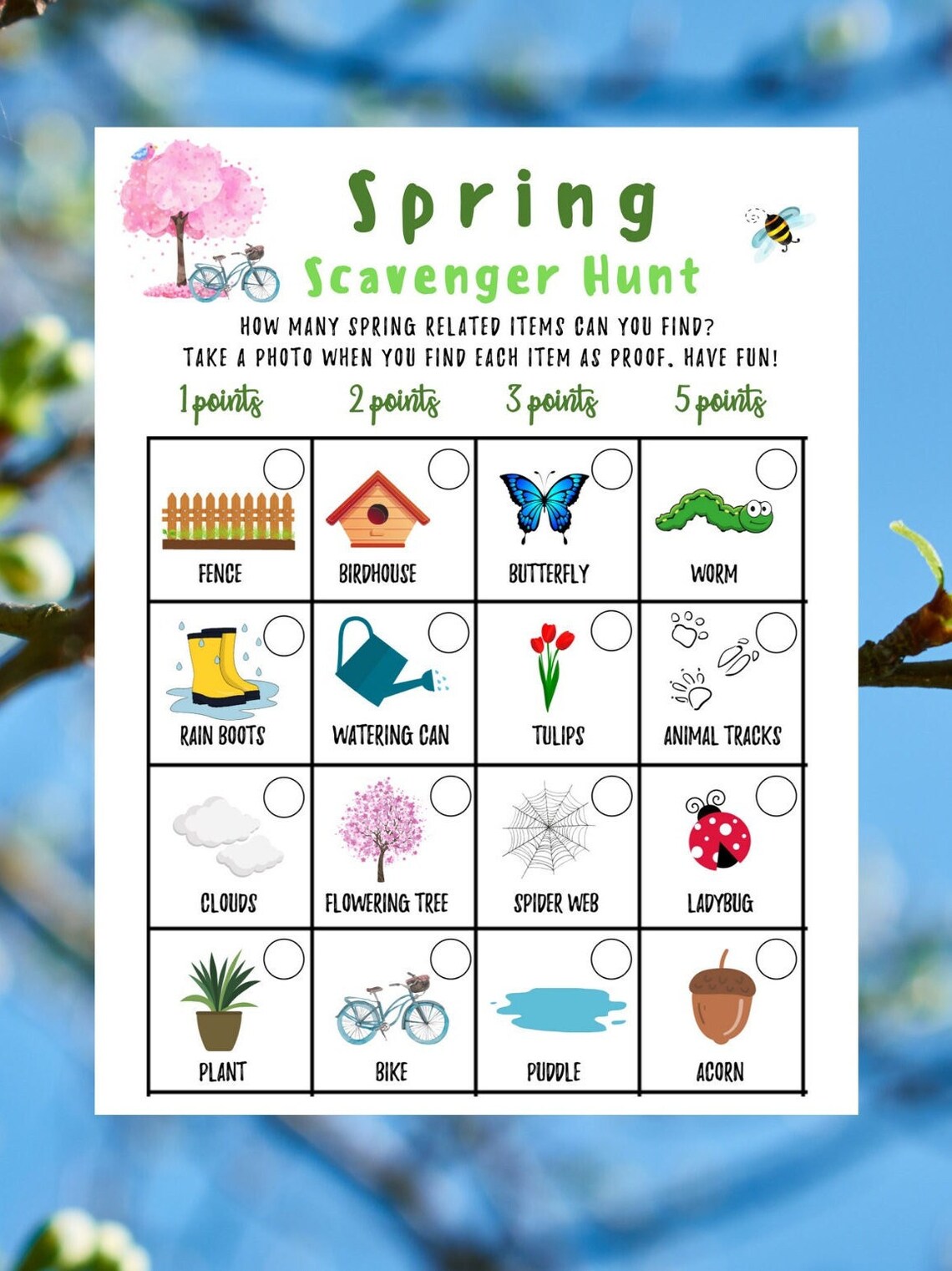 Spring Scavenger Hunt Printable Game Fun Spring Party Game | Etsy
