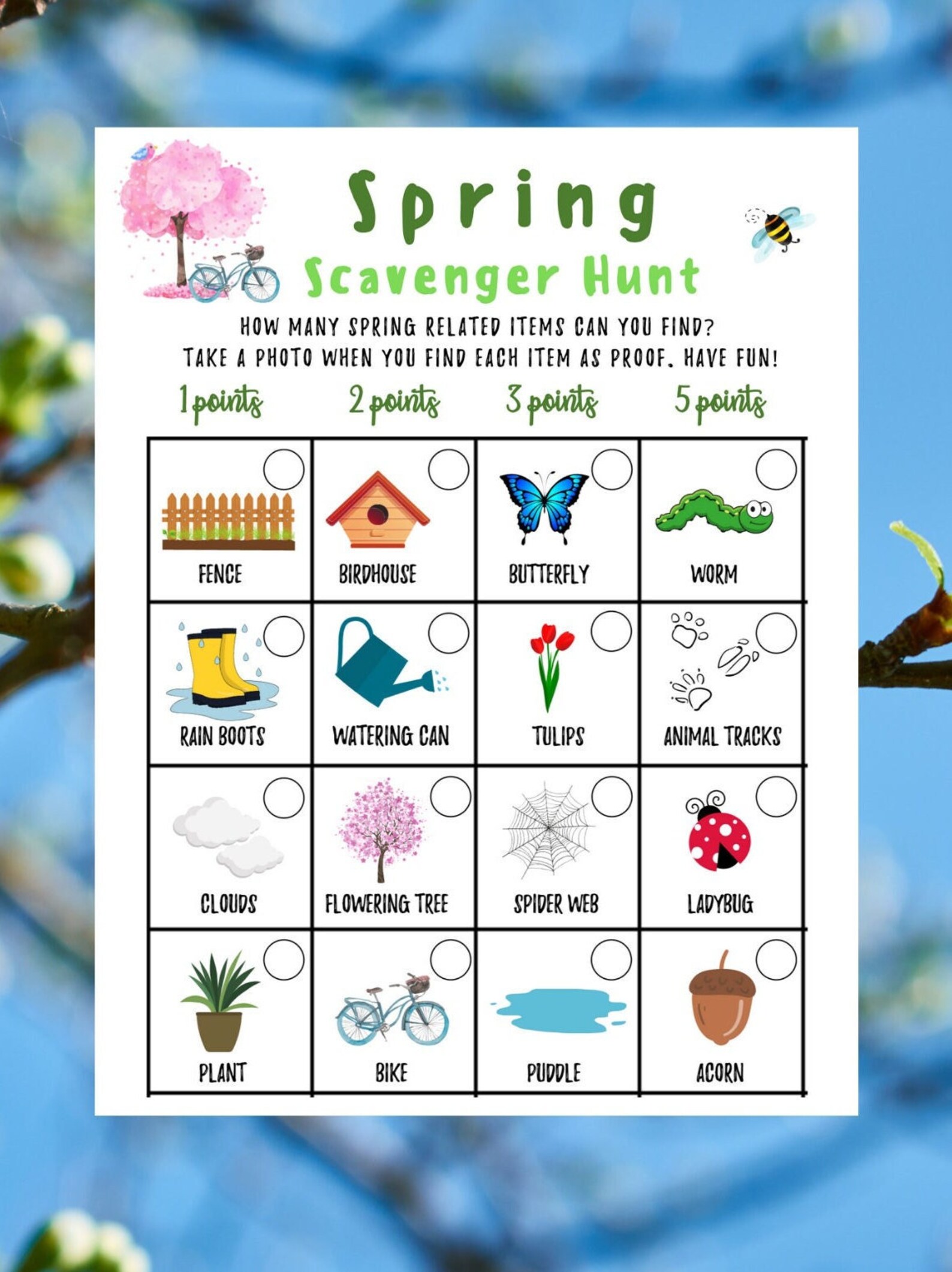 Spring Scavenger Hunt Printable Game Fun Spring Party Game | Etsy