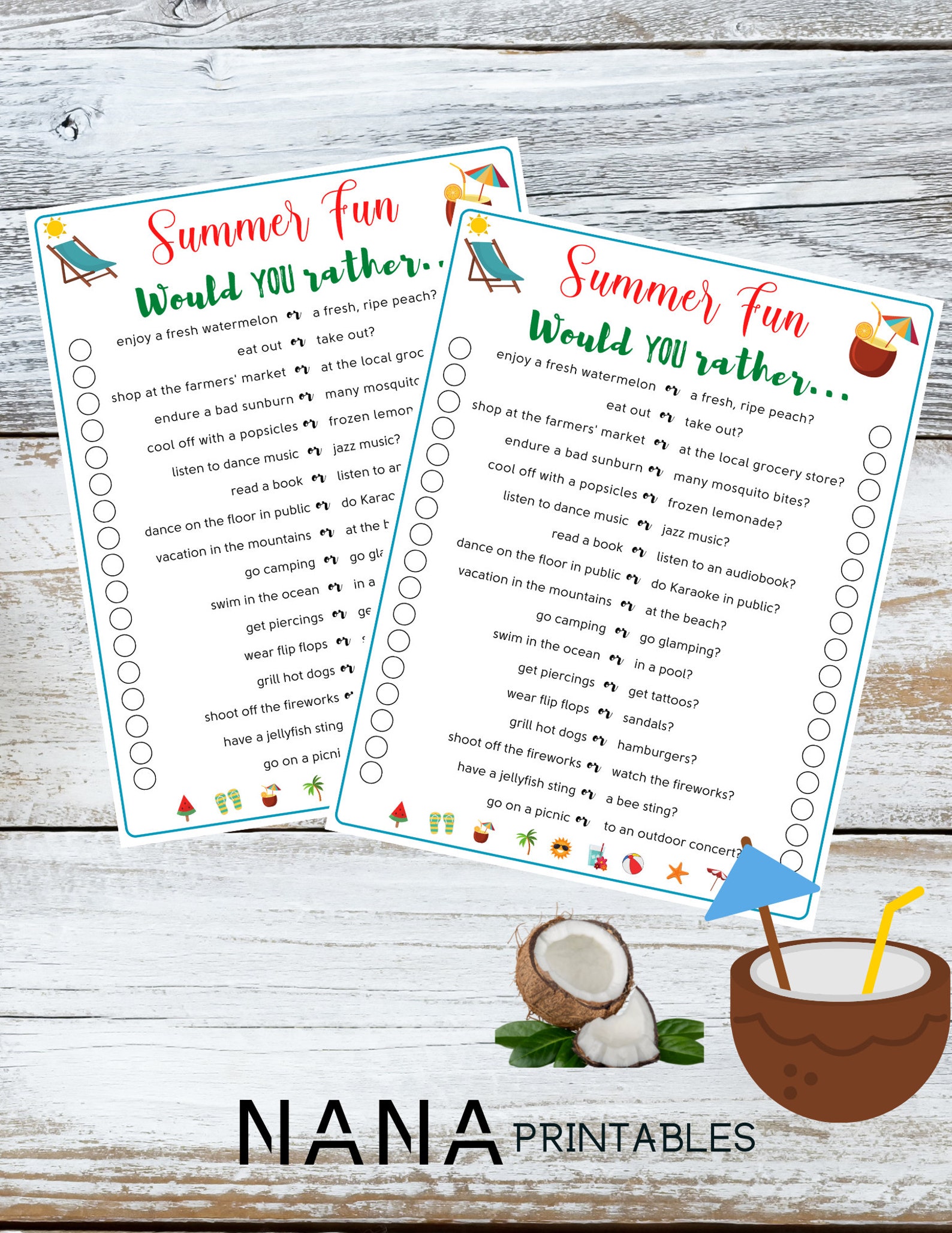 Summer Would You Rather Game | Summer Fun Game | Summer Party Game ...