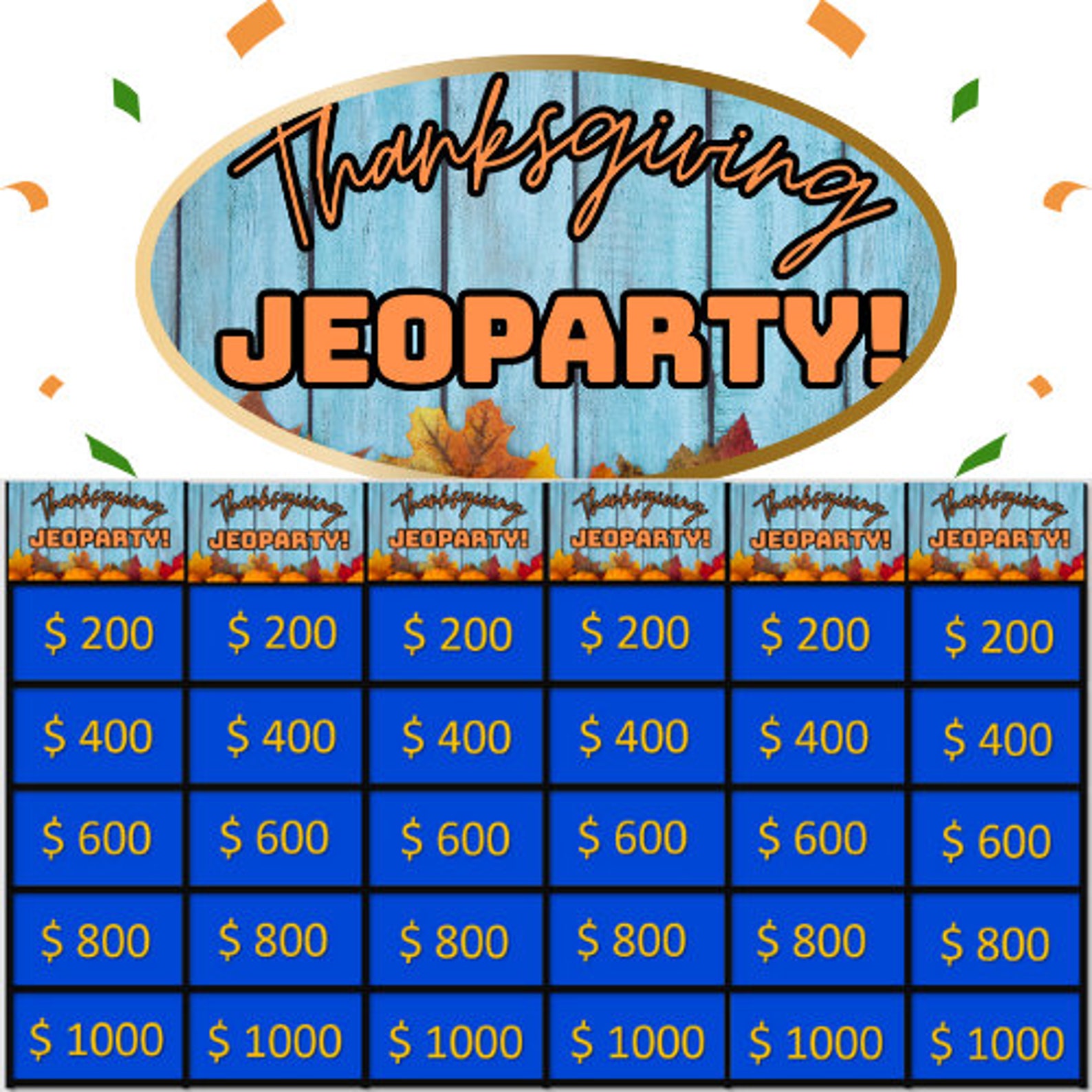 Thanksgiving Jeopardy Powerpoint Game: Family Party Fun (digital ...