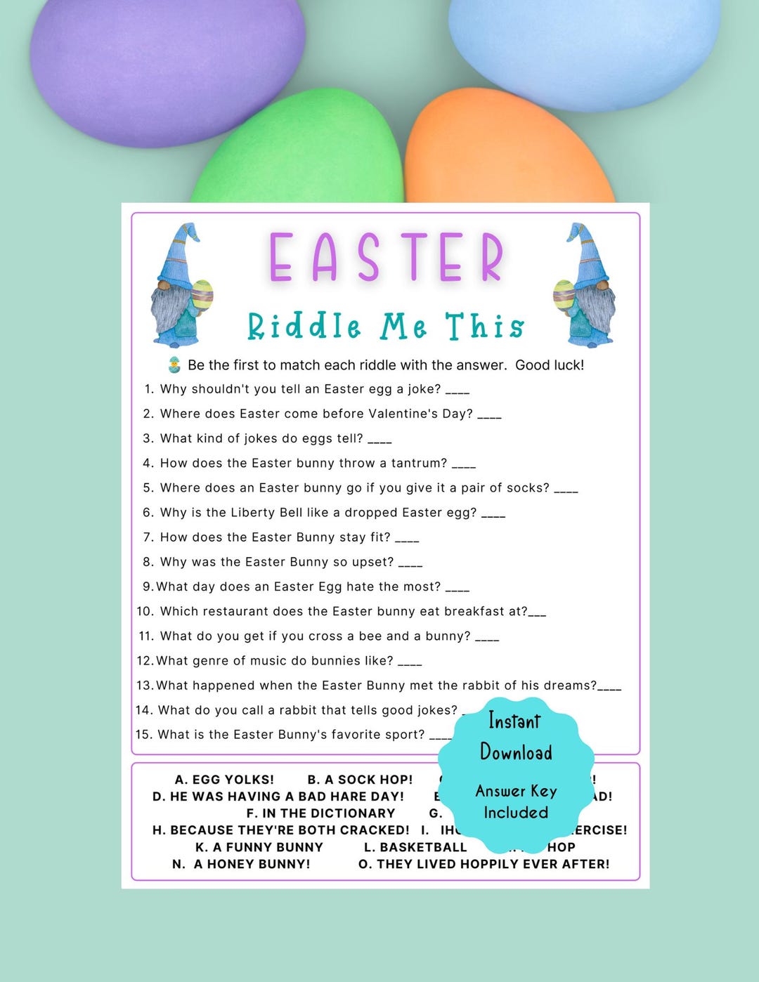 Easter Riddle Me This Game | Easter Printable Game for Kids & Adults ...