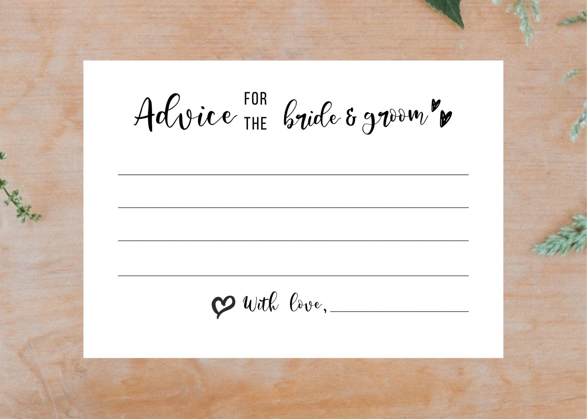 Advice for the Bride & Groom Bridal Shower Card Printable - Etsy