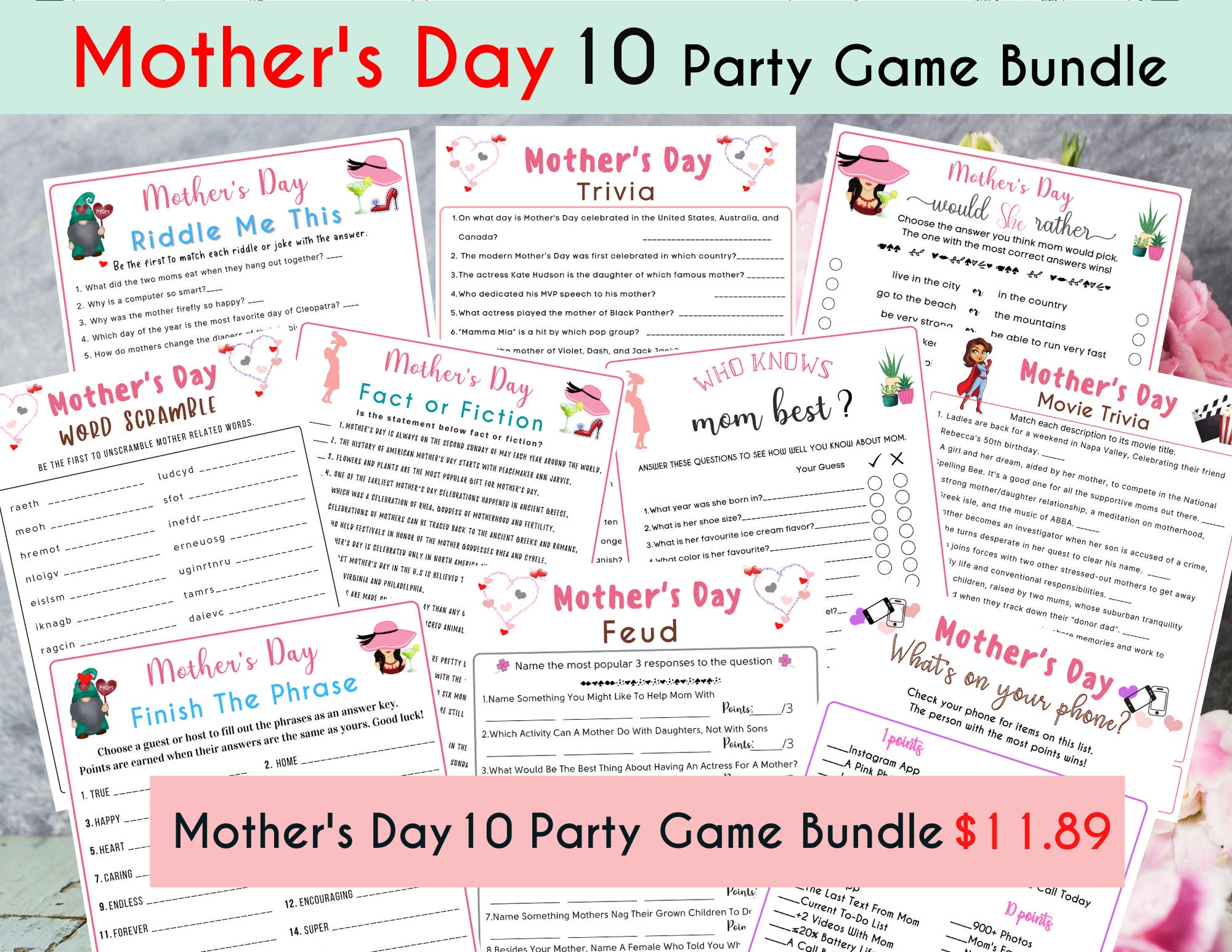 Mother's Day Word Search Game Mother's Day Game for - Etsy