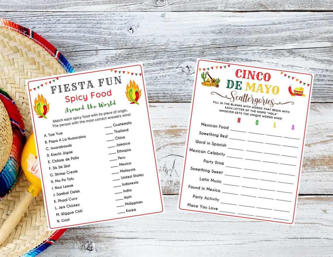 12 Cinco De Mayo Games Bundle L Fun Printable Games Mexican - Etsy