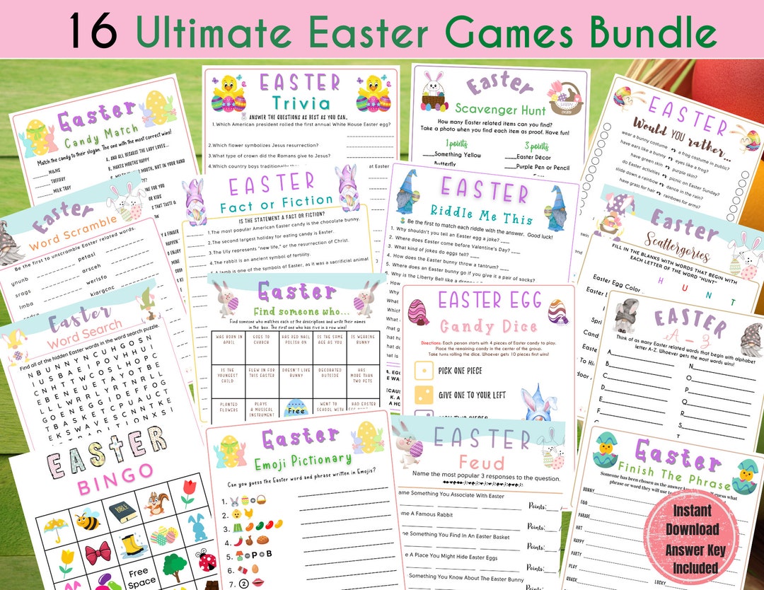 16 Ultimate Easter Printable Game Bundle | Fun Easter Party Game ...