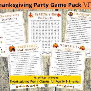 5 Thanksgiving Game Bundle Vol.1, Thanksgiving Printable Games ...