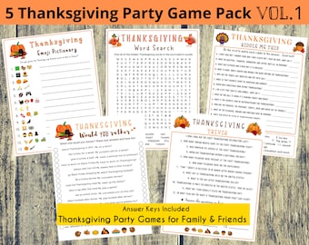 Thanksgiving Activity Bundle Printable Thanksgiving Party - Etsy