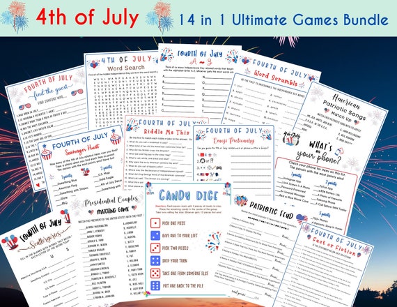 14 in 1 Fourth of July Games Bundle Independence Day Games - Etsy