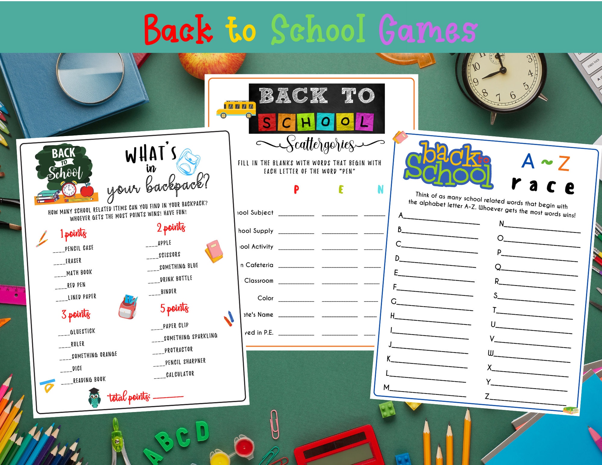 11 in 1 Back to School Printable Game Bundle Popular Games - Etsy