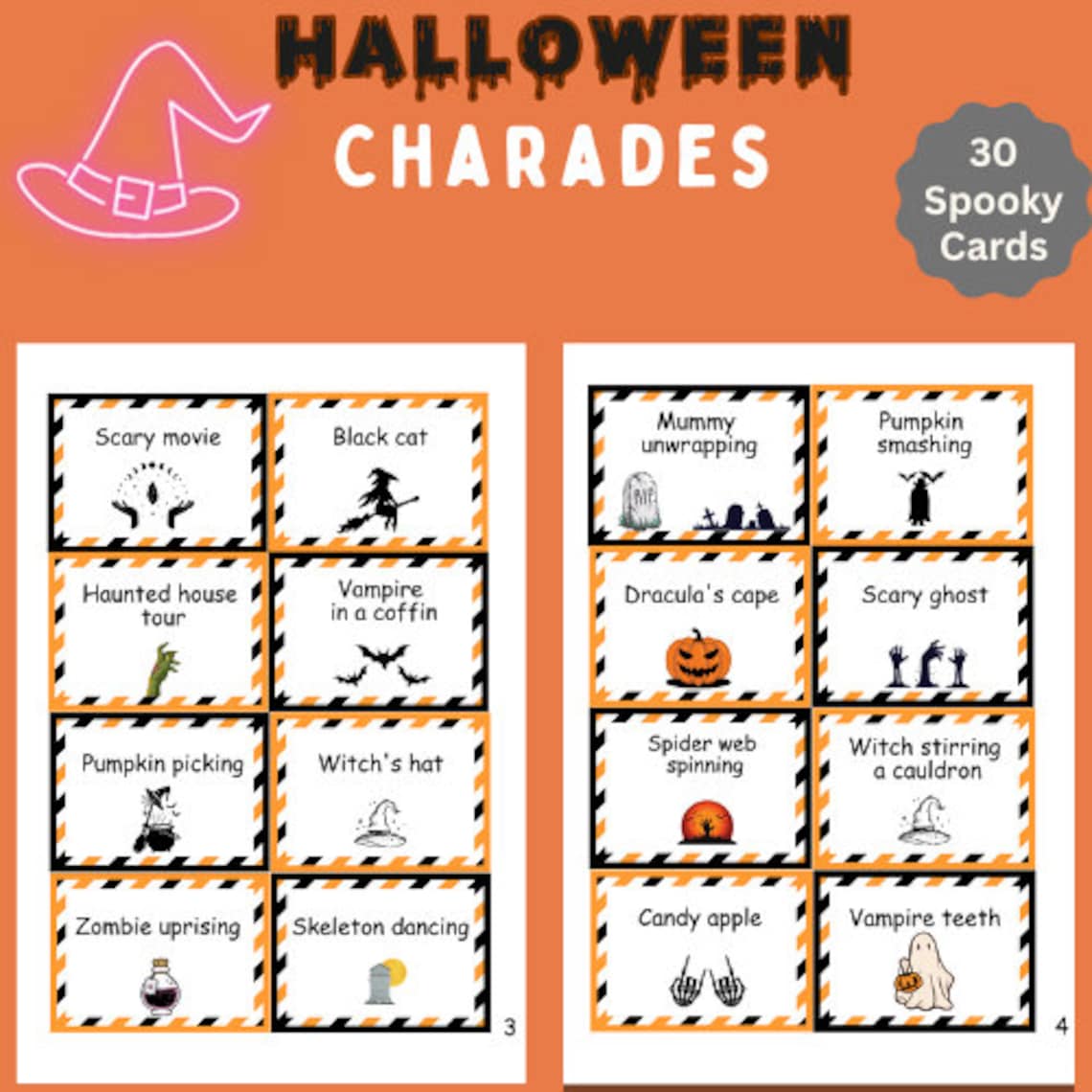 Halloween Charades Game Printable Fun Halloween Game - Etsy