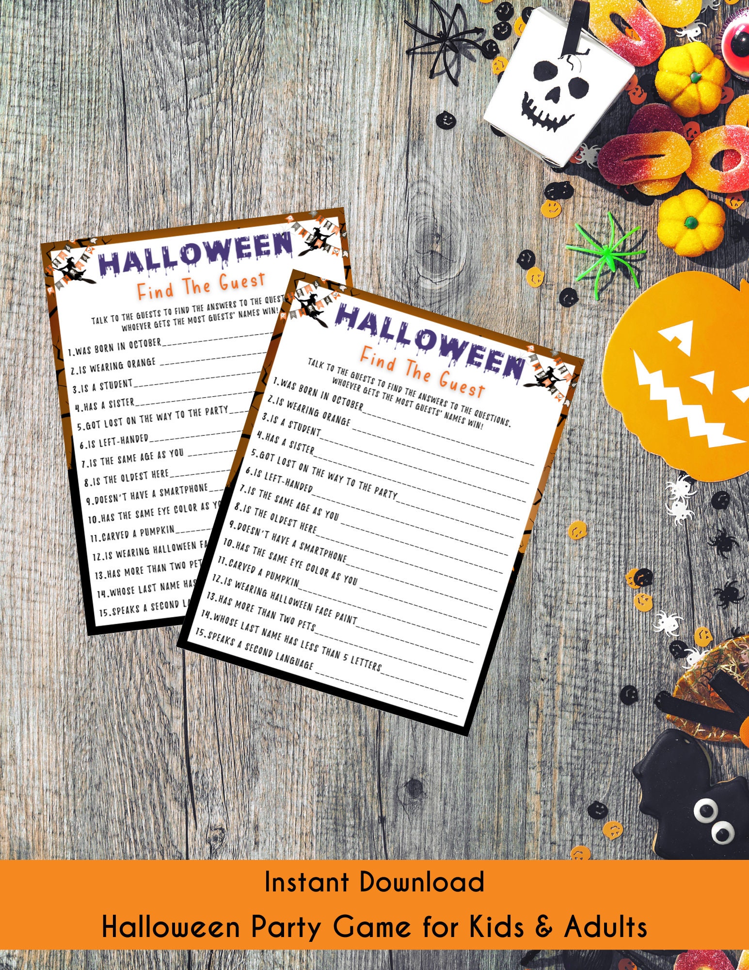 Halloween Find the Guest Game Spooky Halloween Printable - Etsy