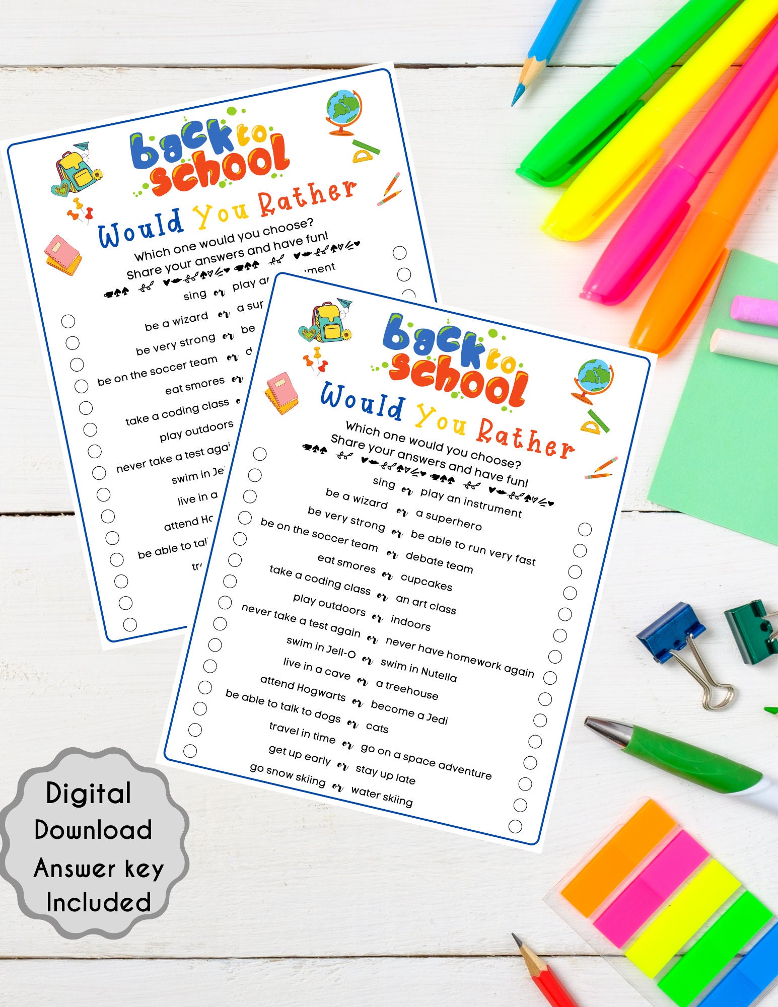 Back to School Would You Rather Game Fun Classroom Activity - Etsy