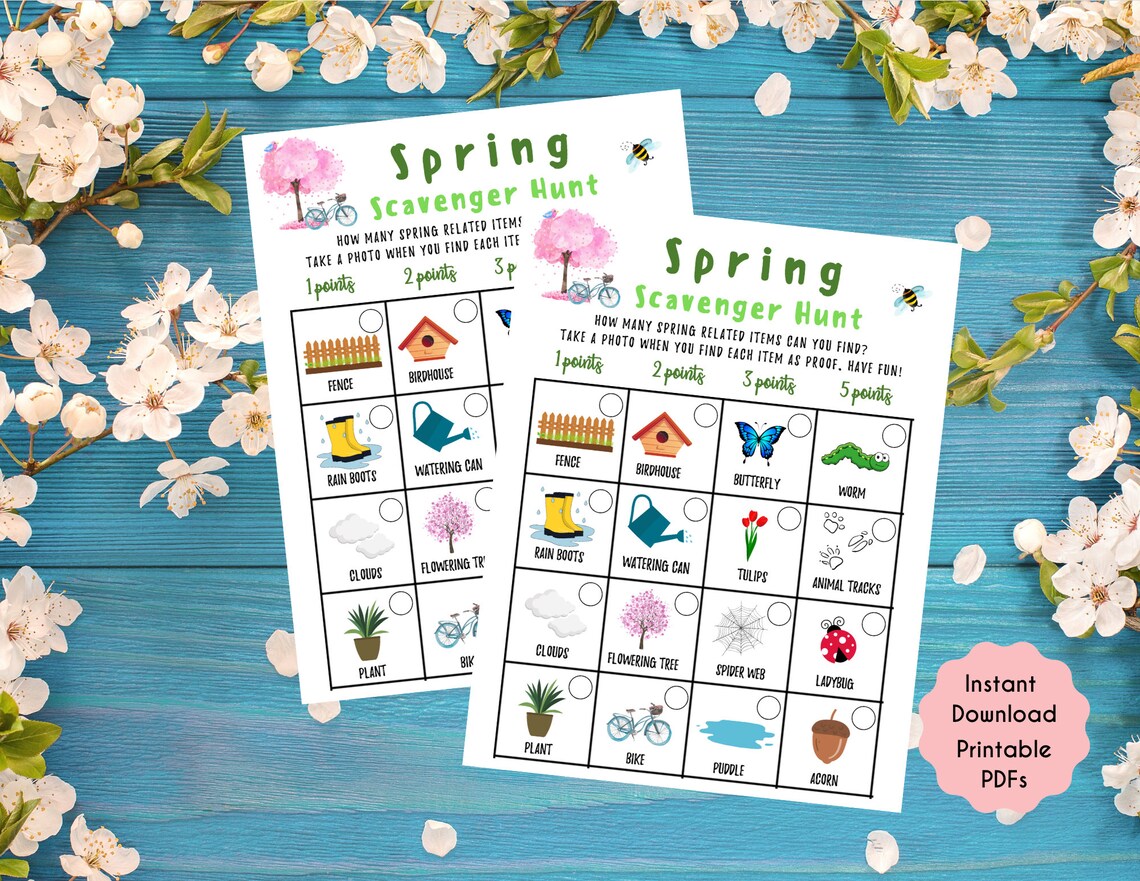 Spring Scavenger Hunt Printable Game Fun Spring Party Game | Etsy