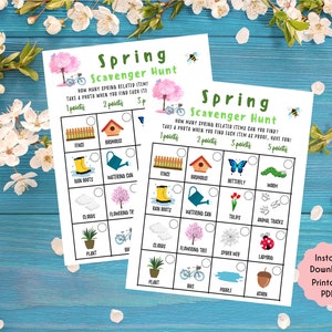 Spring Scavenger Hunt Printable Game | Fun Spring Party Game| Spring ...
