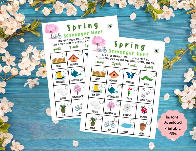 Spring Scavenger Hunt Printable Game Fun Spring Party Game Spring ...