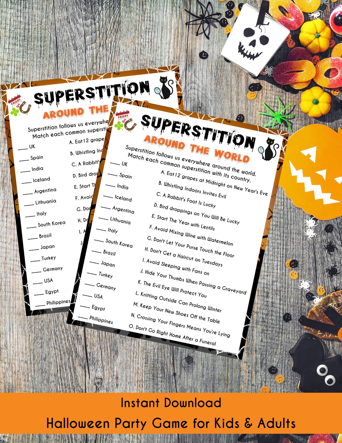 Halloween Superstition Around the World Printable Game - Etsy