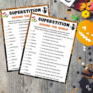 Halloween Superstition Around the World Printable Game Spooky Halloween ...
