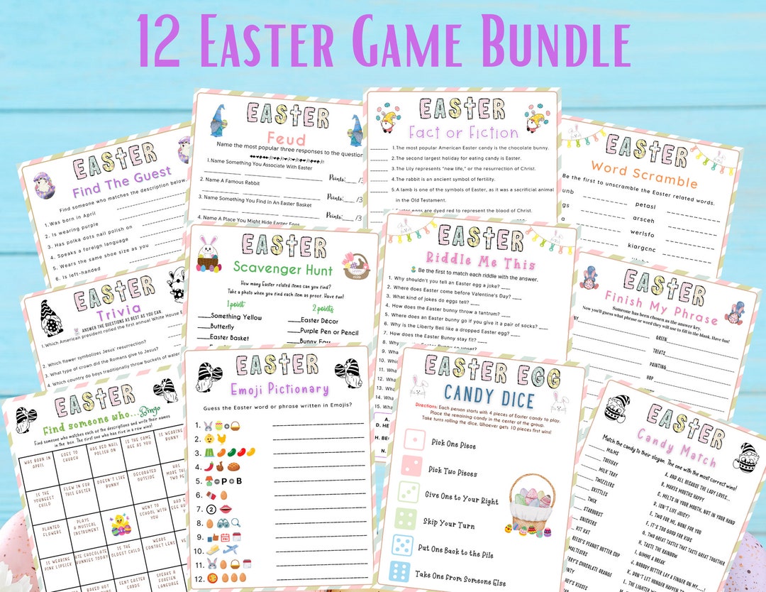12 Easter Game Bundle Printableeaster Game for Kids, Teens & Adults ...