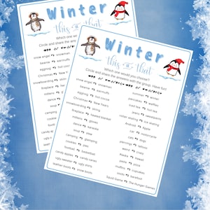 Winter This or That Game: Holiday Party Printable (digital Download) - Etsy