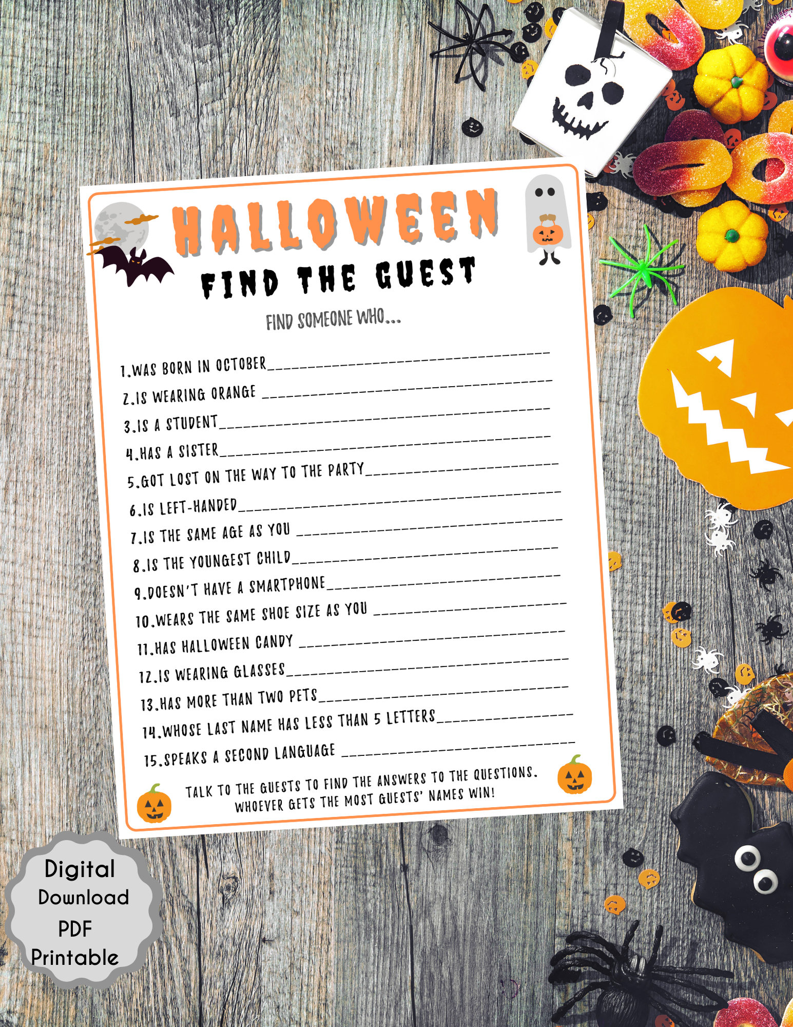 Halloween Find the Guest Game Halloween Games Printable - Etsy