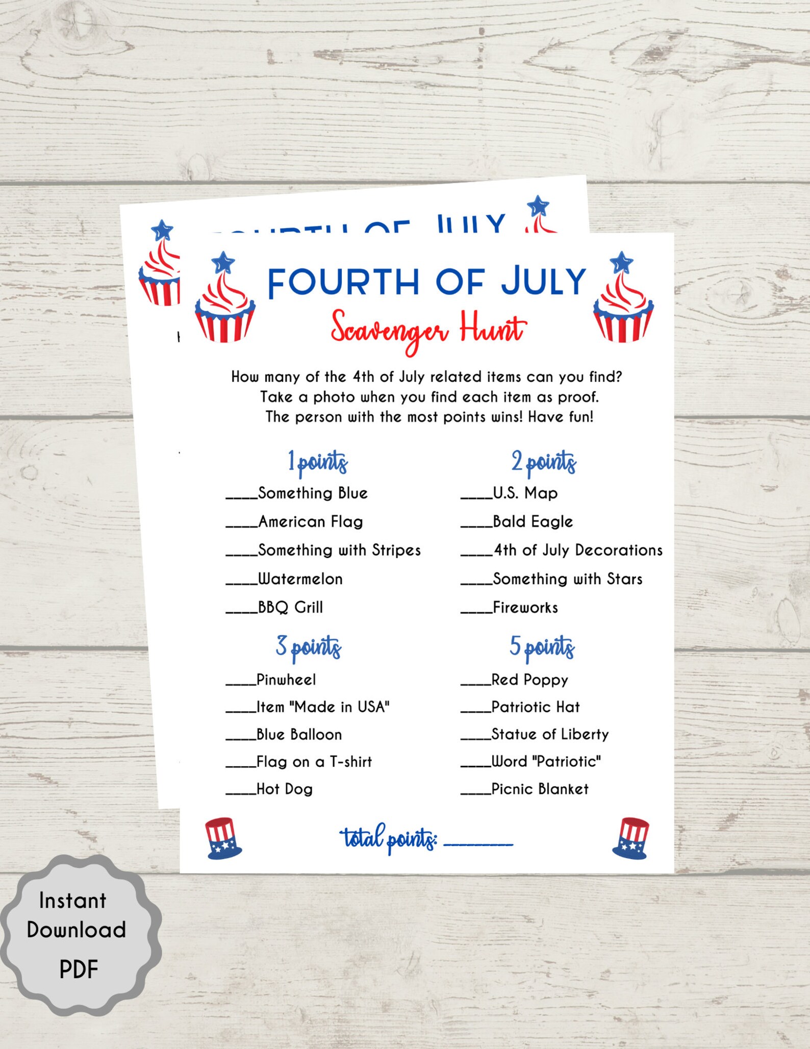Fourth Of July Scavenger Hunt Game Independence Day Game | Etsy