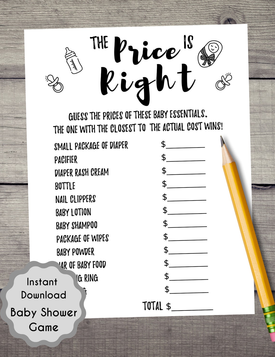 Baby Shower the Price is Right Game Baby Shower Printables - Etsy