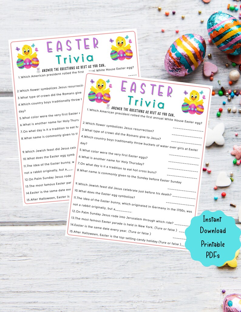 Easter Trivia Game | Easter Printable Game for Kids & Adults | Fun ...