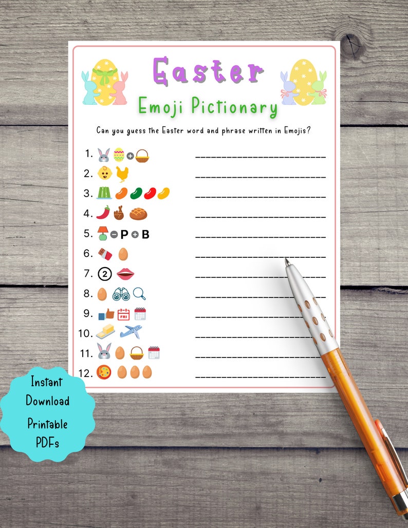 Easter Emoji Pictionary Game: Printable Easter Activity (PDF) - Etsy