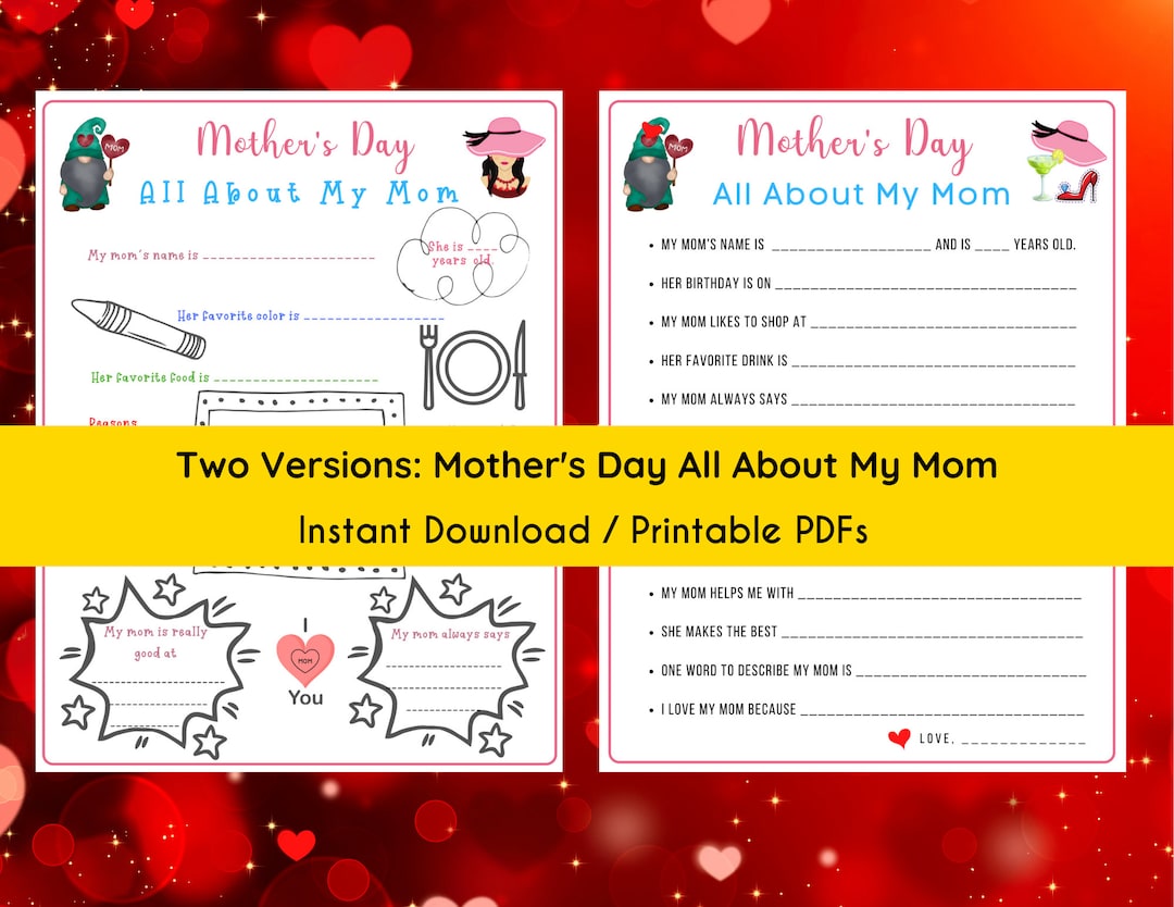 Mother's Day All About My Mom Game | Mother's Day Game for Kids ...