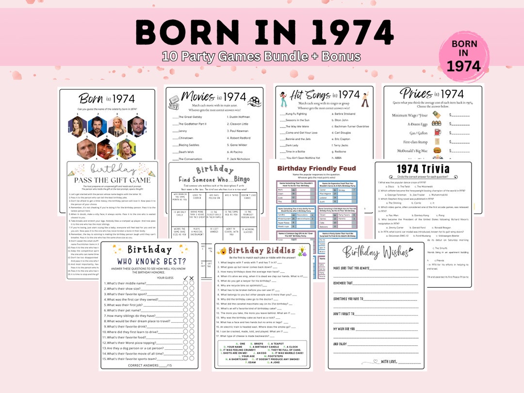 1974 Birthday Games Bundle: 51st Birthday Party (digital) - Etsy