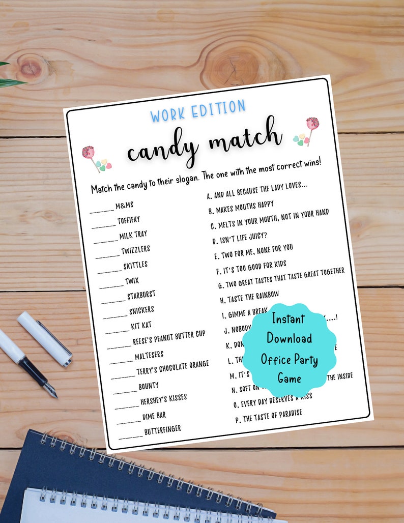 Office Party Candy Match Game: Printable Icebreaker (PDF) - Etsy